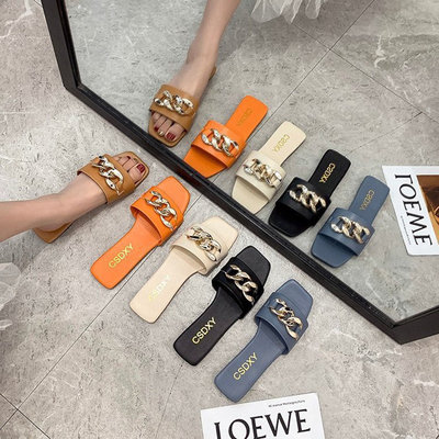 New design summer flat bottom women cheap outdoor slippers fashion metal buckle retro non-slip sandals in stock