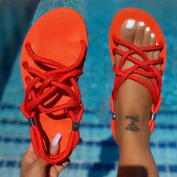 High quality women sandals new design fashion twisted rope thick bottom non-slip slippers female with best price