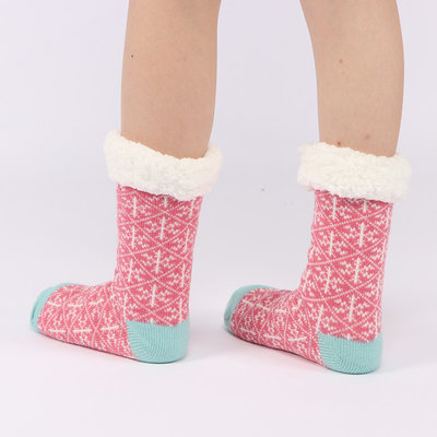 2021 winter hot sell women thick socks snow pattern print slipper sherpa socks new design house indoor fashion socks