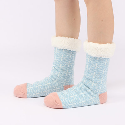 2021 winter hot sell women thick socks snow pattern print slipper sherpa socks new design house indoor fashion socks