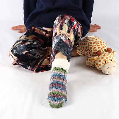 Ladies Soft Thermal Striped medium length Sock fashion winter Thick Warm Long casual patchwork color Sock