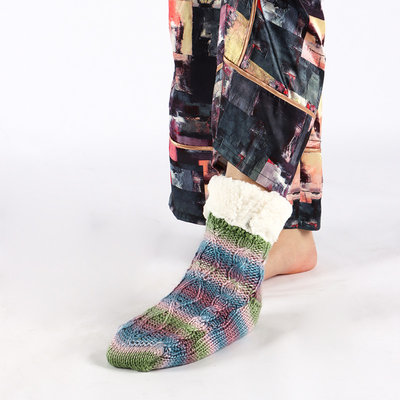 Ladies Soft Thermal Striped medium length Sock fashion winter Thick Warm Long casual patchwork color Sock