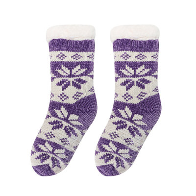 2021 custom Women Fashion Chenille Knitted socks Ladies Winter Thick Warm Home Indoor floor Anti-slip Slipper Socks