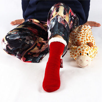 new design ladies red Slipper Socks Fuzzy Thick Warm Heavy faux fur lined Winter Socks Christmas Stockings For women