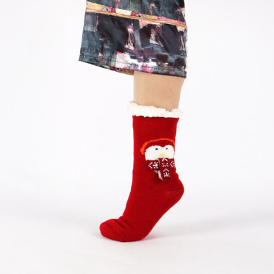 new design ladies red Slipper Socks Fuzzy Thick Warm Heavy faux fur lined Winter Socks Christmas Stockings For women