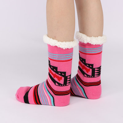 Girls Slipper Socks Thick Warm Fuzzy plush lined Winter Socks Christmas Stockings women non-skid slipper sock