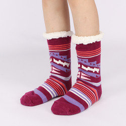Girls Slipper Socks Thick Warm Fuzzy plush lined Winter Socks Christmas Stockings women non-skid slipper sock