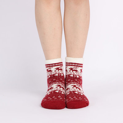 Fuzzy Slipper Socks Warm Thick Fleece Lined Fluffy Christmas Stockings Women winter Snowflake Deer Knit socks