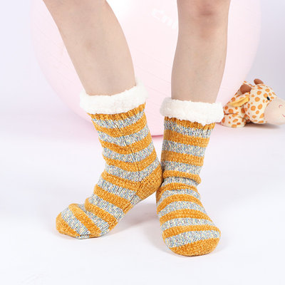 New fashion custom design patchwork color winter stockings ladies winter home socks women cozy slippper socks