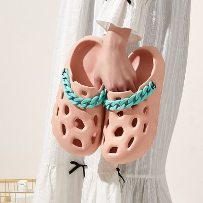 Summer Hole Shoes EVA Candy color cute chain decorate Hollow slippers Cute Non-Slip Breathable women Sandals