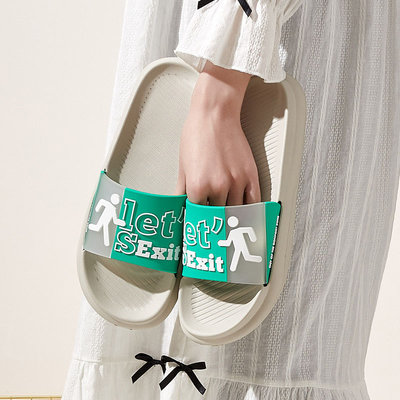 Spring and summer new indoor women slippers fashion simple home comfort EVA bottom letter sports boy couple flat sandals