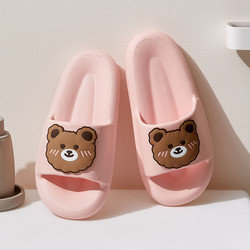 Adult Slipper Men's Summer cute cartoon Couples Indoor Home Shoes Bathroom non-slip flat Sandals women teddy bear slipper