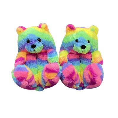 New Hot selling teddy bear warm shoes children comfortable cute cartoon floor plush soft kids home slippers