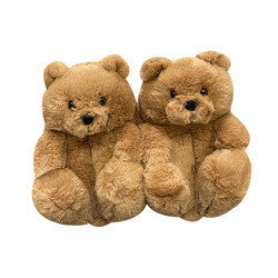 New Hot selling teddy bear warm shoes children comfortable cute cartoon floor plush soft kids home slippers