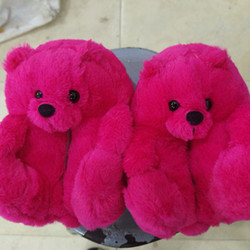 New Hot selling teddy bear warm shoes children comfortable cute cartoon floor plush soft kids home slippers