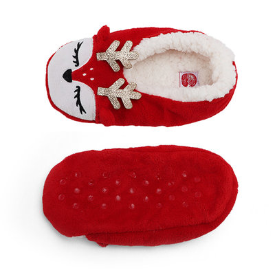 Children Girls Cartoon Animal Christmas Deer Winter Plush Slippers Customized Fluffy Indoor Home Slippers for Kids