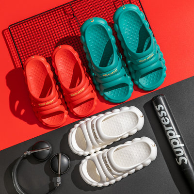 Wholesale 2021 summer solid color couple sandals household simple cool non-slip thick-soled bathroom slippers