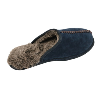 men  winter house indoor slippers  Winter Mules Fluffy Suede Comfy Slippers