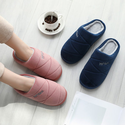 Slippers wholesale custom women winter large size indoor non-slip home 2021 new couple simple bedroom shoes adult