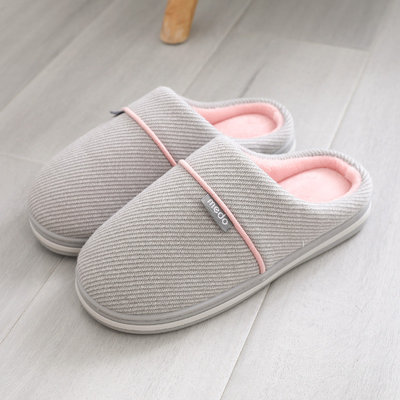 2021 new winter slippers home warm knitted fabric upper plush simple couple indoor non-slip ladies bedroom shoes