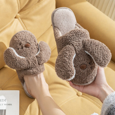 Slippers custom vivid Cartoon hot sale winter fashion solid color soft plush home indoor shoes women fashion dogs shoes