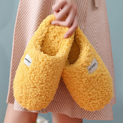 New style plush couple slippers winter indoor non-slip cute home warm soft household shoes for women and male