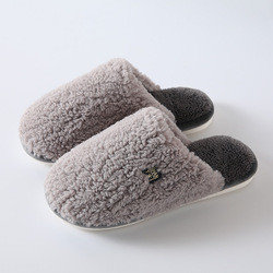 Wholesale Hairy slippers autumn winter couple warm soft plush cute bowknot female non-slip bedroom shoes