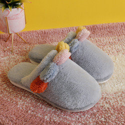 Cute Plush flowers shape slippers winter female thick-soled non-slip indoor and outdoor warm home shoes ladies closed shoes