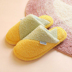 Winter 2021 new fashion stitching color home slippers non-slip warm couple soft plush house shoes women