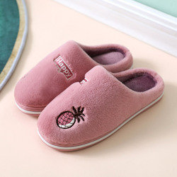 New products plush cheap warm slippers women winter home fruit pineapple vamp non-slip bedroom shoes wholesale