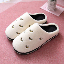 New winter wholesale female cute fruit pattern warm thick bottom slippers non-slip couple home indoor shoes