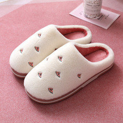 New winter wholesale female cute fruit pattern warm thick bottom slippers non-slip couple home indoor shoes