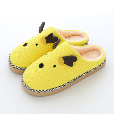 2021 new cartoon deer shape couple slippers hot sale winter ladies cute warm soft plush non-slip household shoes