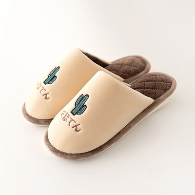 Autumn and winter home slippers female cute fruit plush indoor non-slip couple warm  high quality bedroom shoes