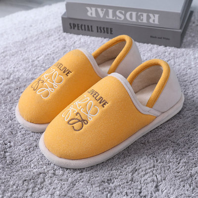 New hot sale women winter slippers non-slip warm indoor all-inclusive heel Coral fleece lining couple household shoes