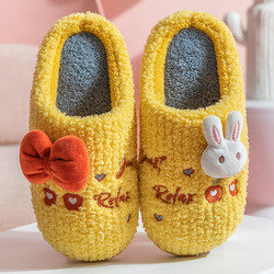 Cheap bowknot and rabbit cartoon shape bedroom closed toe slippers Couple Style non-slip household shoes women
