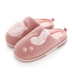2021 new design cute cat slippers female winter warm cartoon couple thick bottom non-slip home indoor shoes