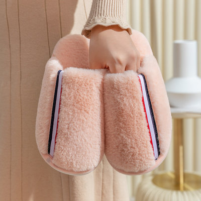 Custom new female winter delicate plush Household shoes hot sale cheap bedroom slippers for women and male