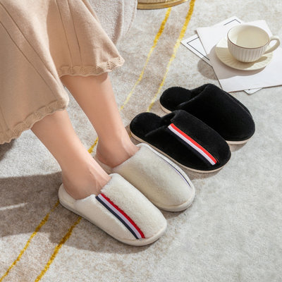 Custom new female winter delicate plush Household shoes hot sale cheap bedroom slippers for women and male