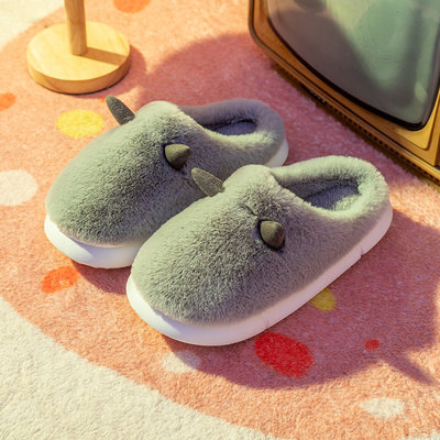 Winter new cartoon Little Ox Horn for women and male slippers PVC material Breathable non-slip Thermal shoes