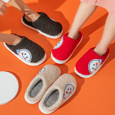 Home Indoor Slippers Women Winter Cartoon Plush Thick Bottom Warm Couple Style Cute House Non-Slip Shoes Men