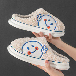 Home Indoor Slippers Women Winter Cartoon Plush Thick Bottom Warm Couple Style Cute House Non-Slip Shoes Men