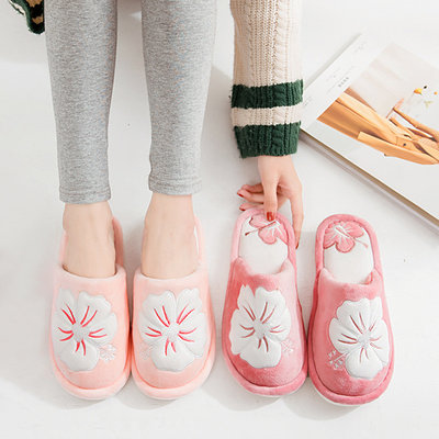 Women 2021 New Design fashion Flower pattern Slippers Men Warm Thick Bottom Non-Slip Home Indoor Shoes