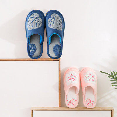Women 2021 New Design fashion Flower pattern Slippers Men Warm Thick Bottom Non-Slip Home Indoor Shoes