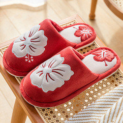 Women 2021 New Design fashion Flower pattern Slippers Men Warm Thick Bottom Non-Slip Home Indoor Shoes