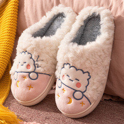 New winter Cute Sleeping Bear Shape Thick Bottom Home Indoor Slippers Women Plush Warm Non-Slip garden shoes