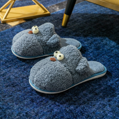 Cartoon Slipper Plush Soft Kawaii Home Flat Shoes Non-slip house Indoor closed toe slipper  Ladies Octopus Slippers faux fur
