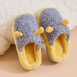 New arrival 3D Cartoon Antlers Children Slippers Fashion Cute Warm Non-Slip Baby House Indoor Slippers faux fur