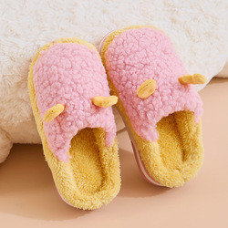New arrival 3D Cartoon Antlers Children Slippers Fashion Cute Warm Non-Slip Baby House Indoor Slippers faux fur