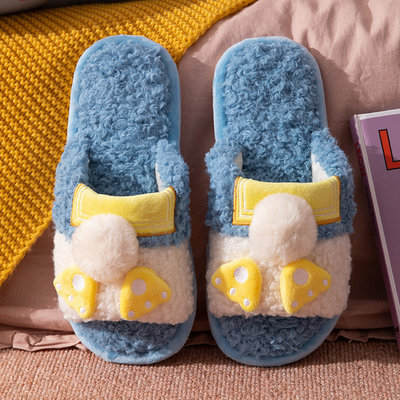 2021 New trend cute Duck Women fluffy home Slippers Autumn Winter Girls Plush Warm Non-Slip sole house Shoes